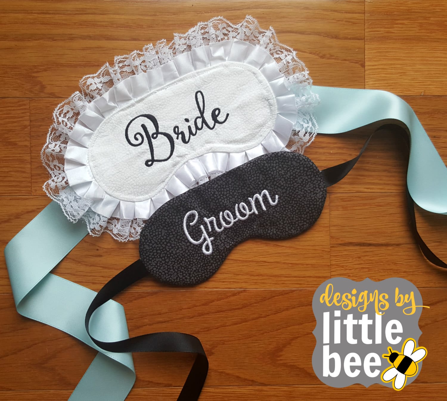 Bride and Groom ITH Sleep / Wedding Mask Set - Designs by Little Bee