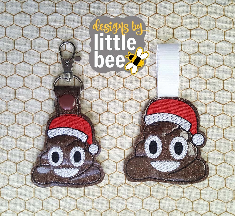 Poop with Santa Hat Key fob / Snap Tab Set - Designs by Little Bee