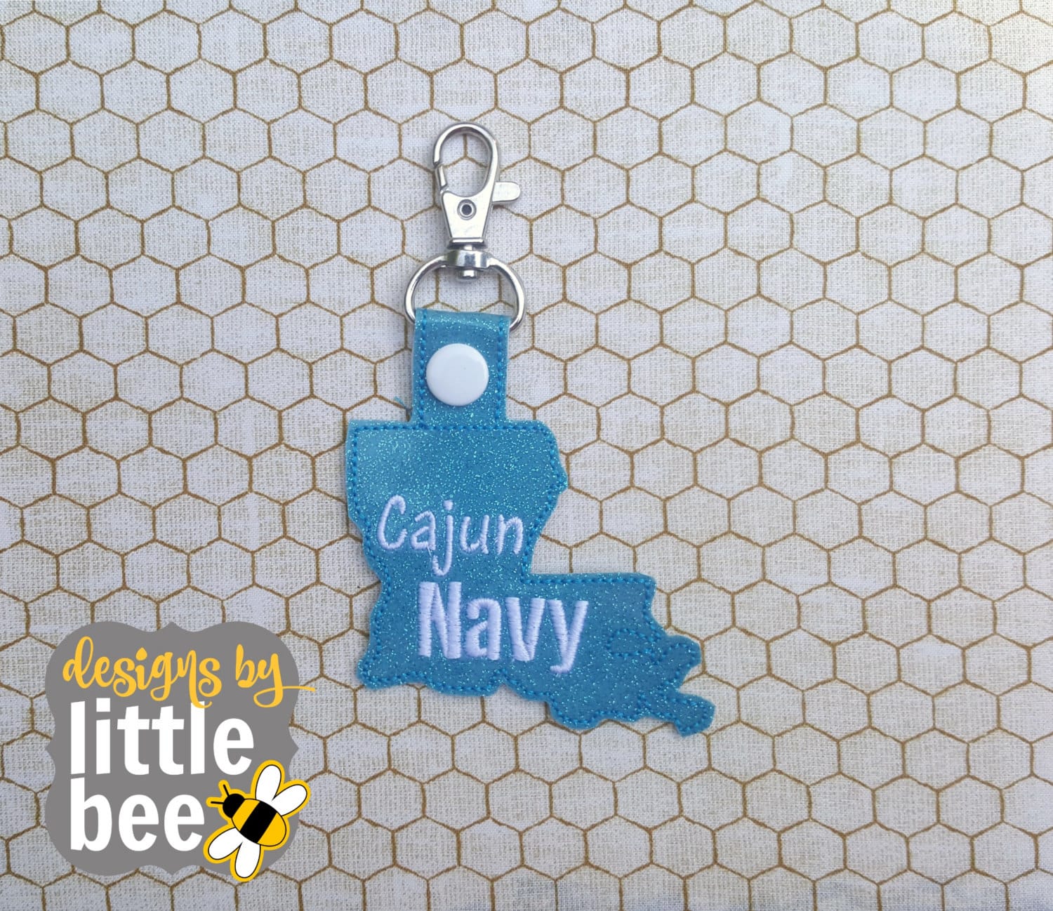 Louisiana State Cajun Navy Snap Tab - Designs by Little Bee