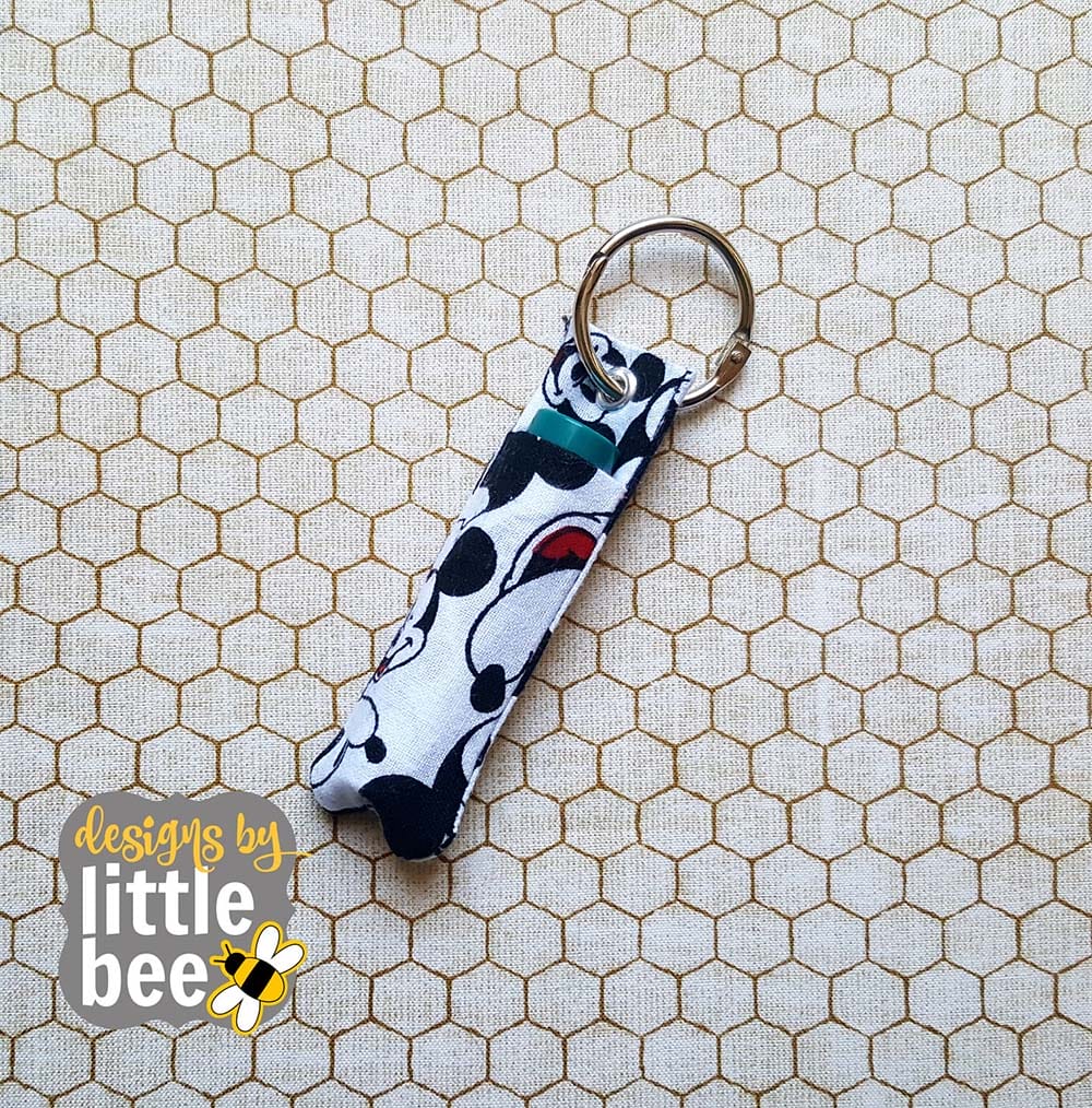 Lip Balm Holder for Fabric - Scrap Buster Key Fob - Designs by Little Bee