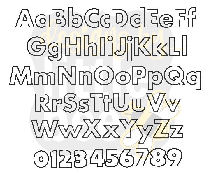Coloring Alphabet Font - Linework / Bean Stitch - Designs by Little Bee