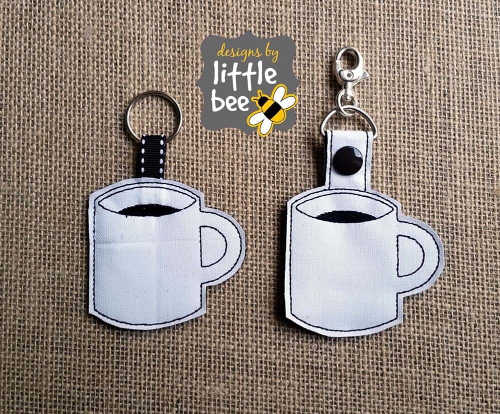 Coffee Mug Key Fob / Snap Tab Set - Designs by Little Bee
