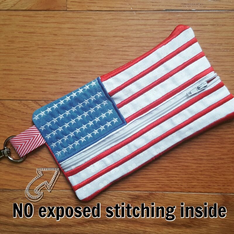 Top-Zip Square Zipper Bag with Retro Monogram Applique Circle - Size 3 ...