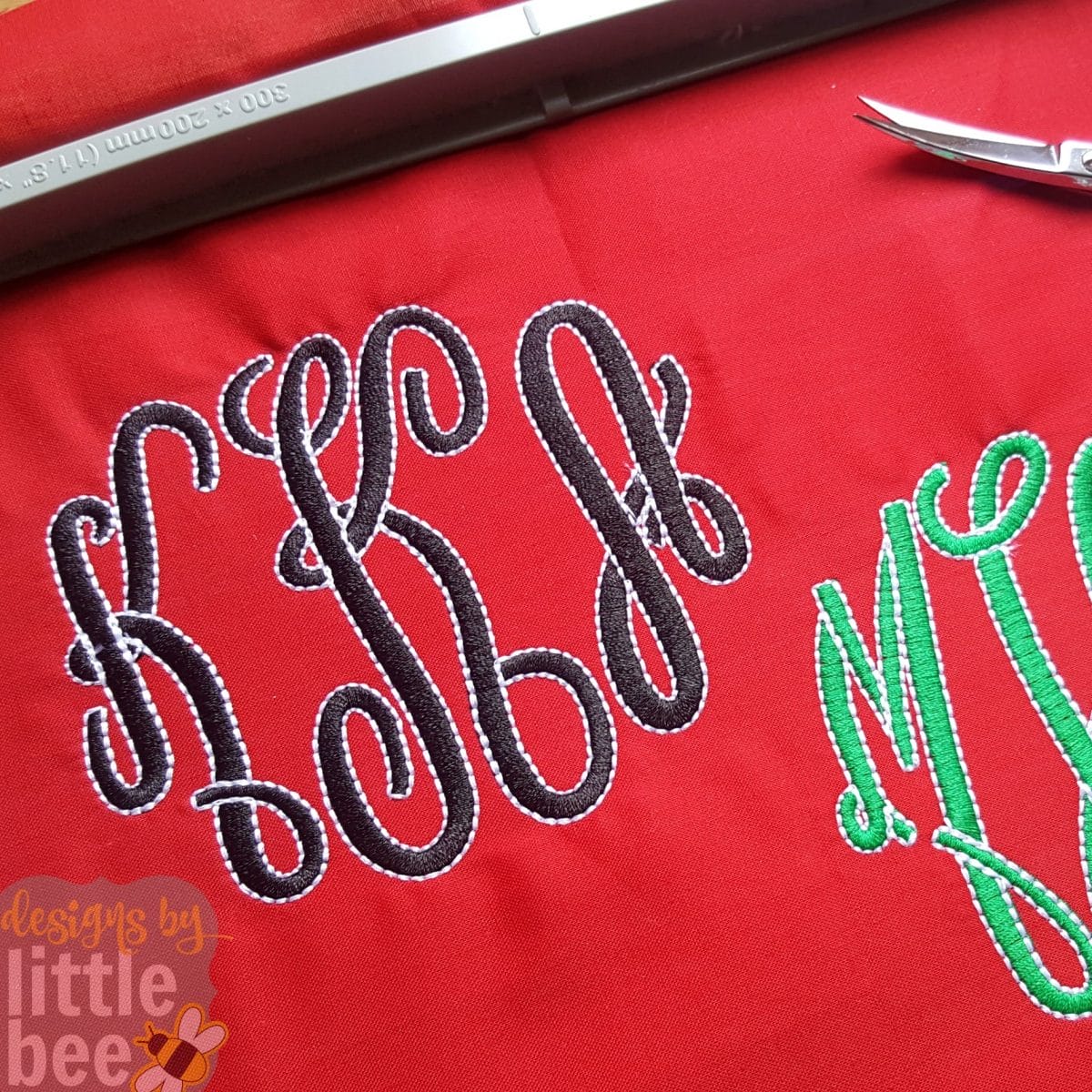 Master Monogram with Outline Font - 4" 5" 7" - Designs by Little Bee