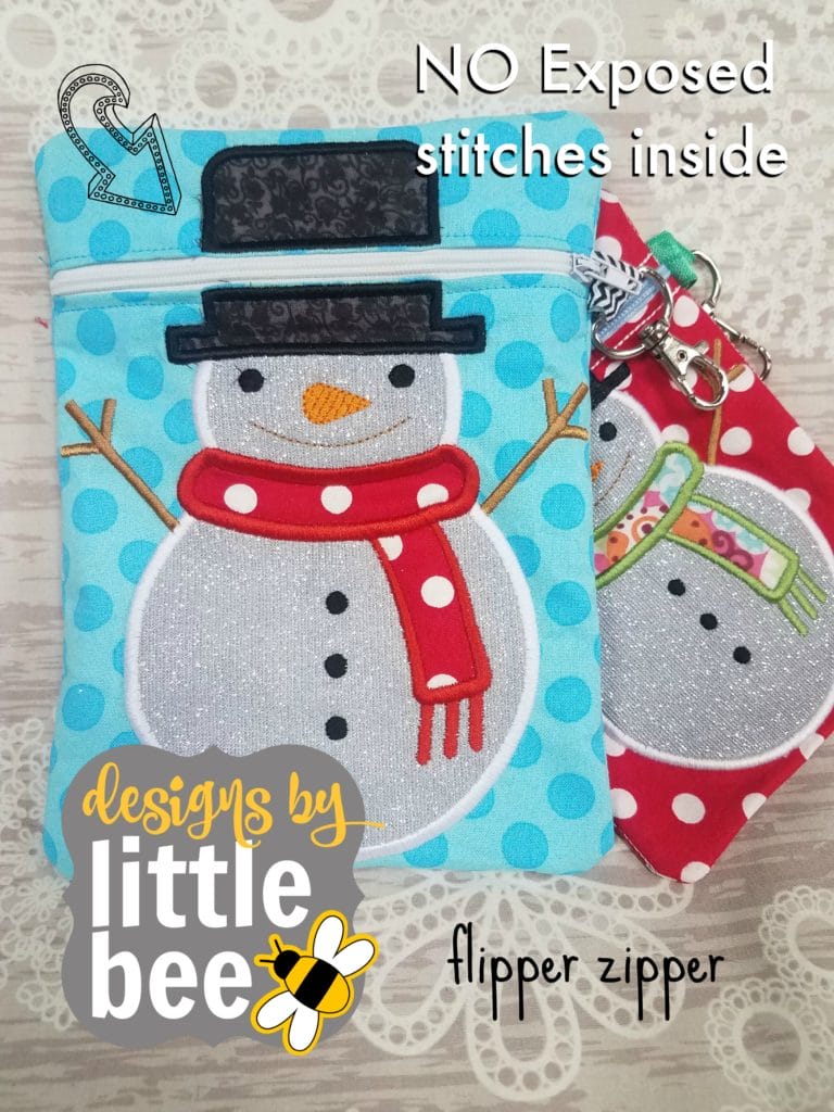 Snowman Zipper Bag - NO EXPOSED stitching inside - 11 17 2017 - Designs ...
