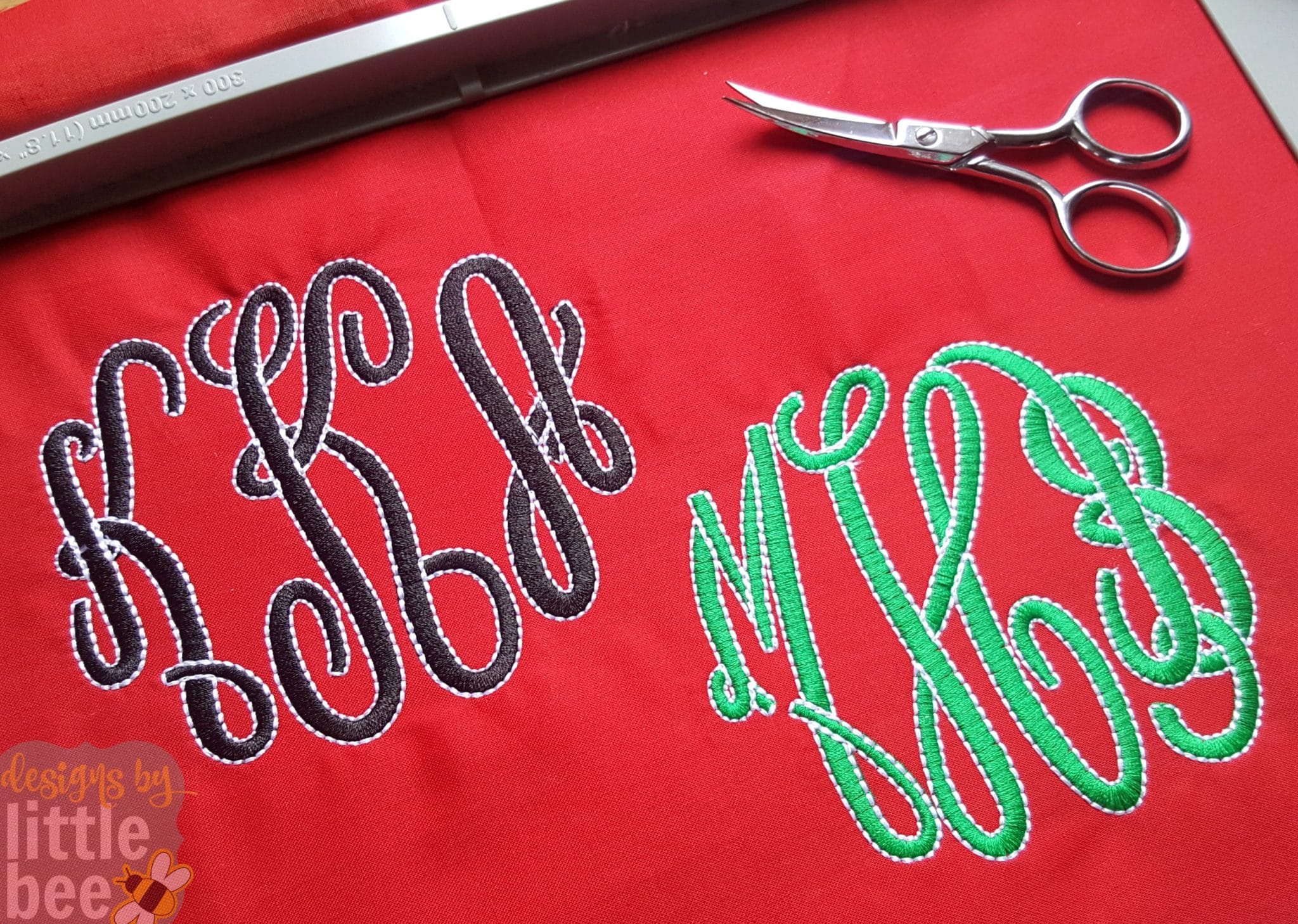 Master Monogram with Outline Font - 4" 5" 7" - Designs by Little Bee