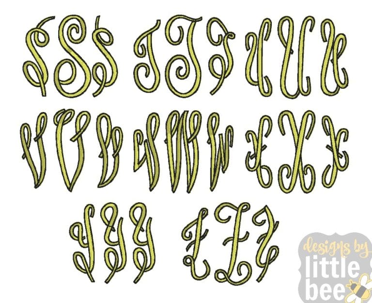 Master Monogram with Outline Font - 4" 5" 7" - Designs by Little Bee