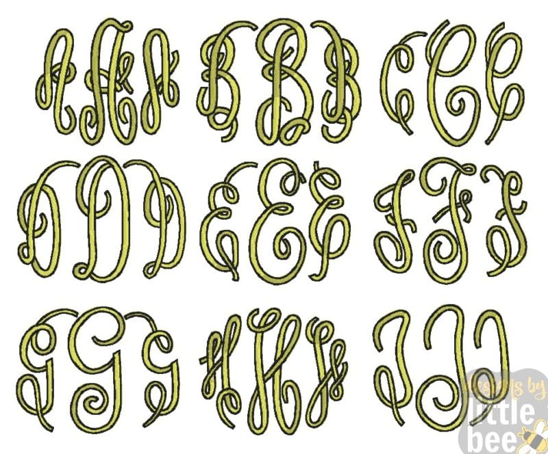 Master Monogram with Outline Font - 4" 5" 7" - Designs by Little Bee