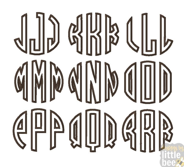 Circle Monogram Applique - Embroidery Font 4x4, 5x7, 6x10, 7x11 ...