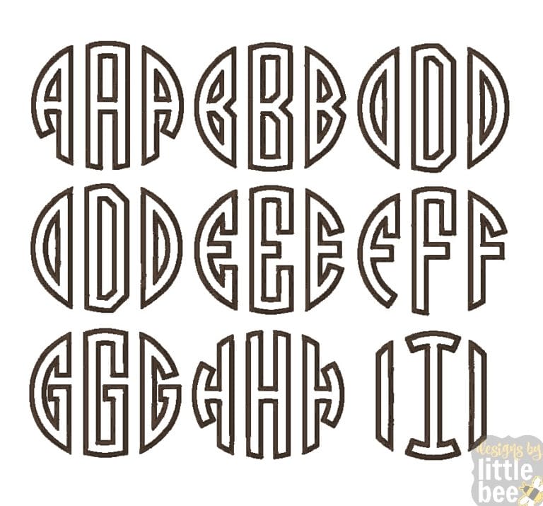 Circle Monogram Applique - Embroidery Font 4x4, 5x7, 6x10, 7x11 ...