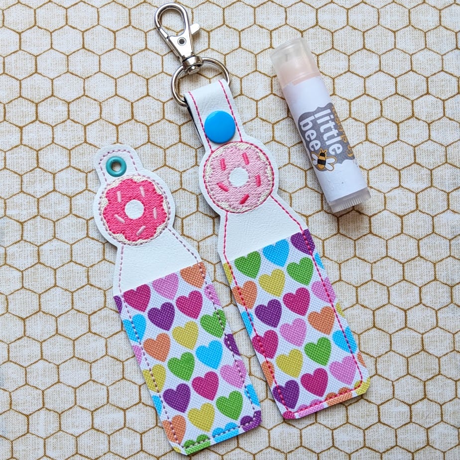 Donut Lip Balm Holder - Snap Tab & Eyelet Key Fob SET - Designs by ...