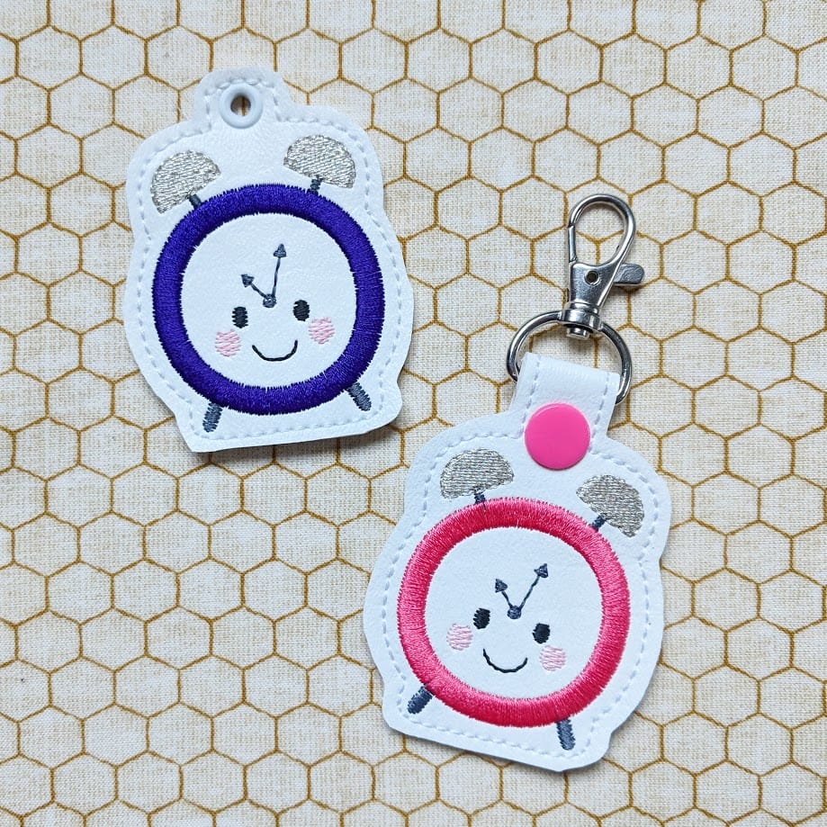 Alarm Clocks Snap Tab & Eyelet Fob - October 2018 - Designs by Little Bee