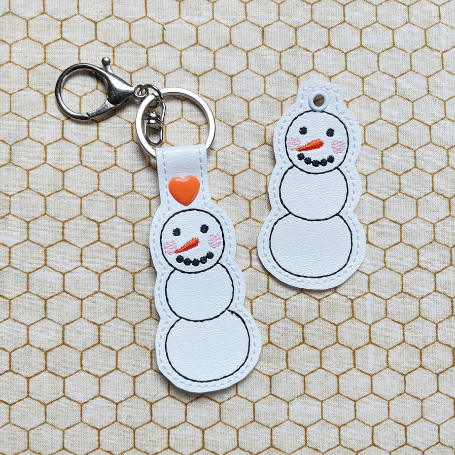 Snowman Snap Tab & Eyelet Fob - November 2018 - Designs by Little Bee