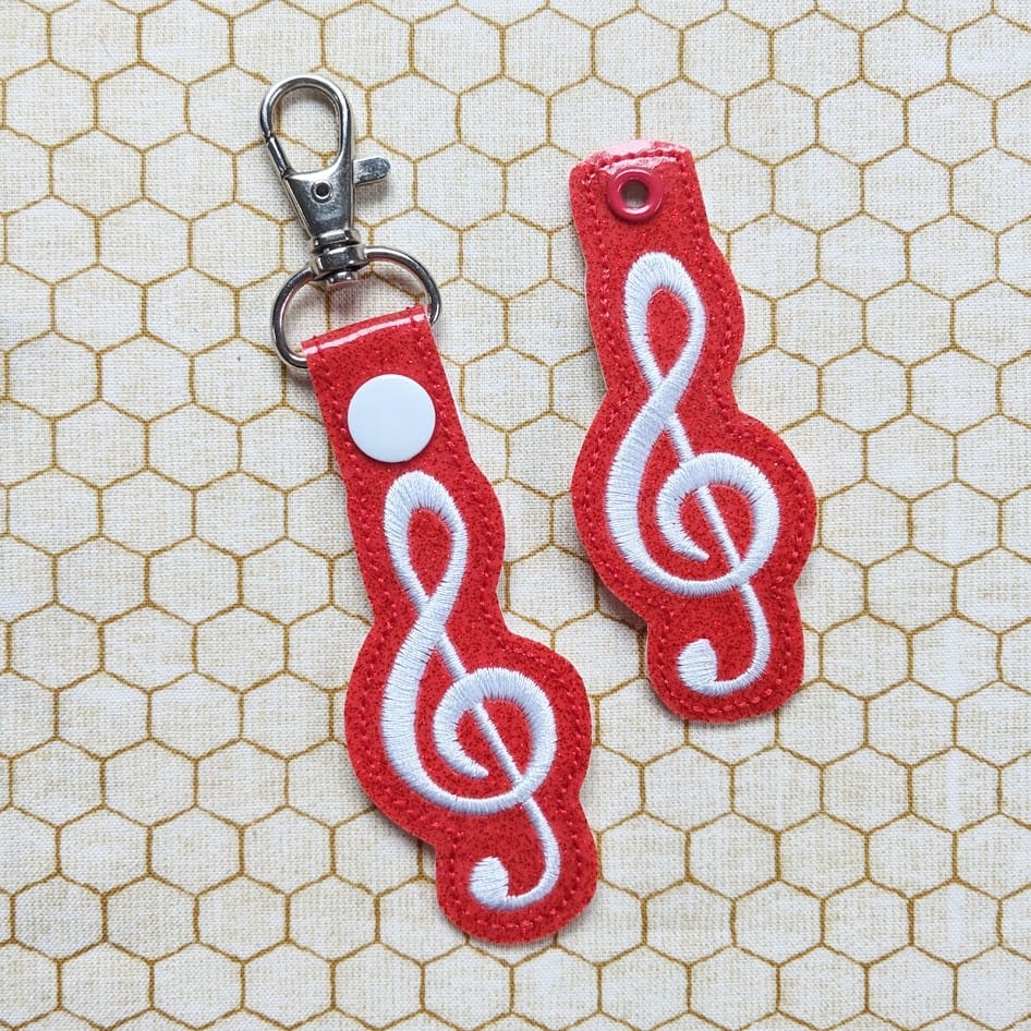 Treble Clef Snap Tab & Eyelet Fob - Designs by Little Bee