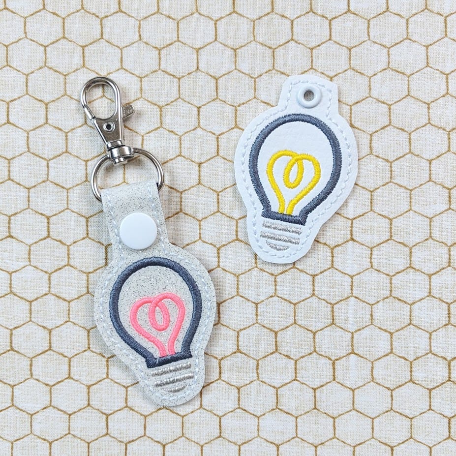 Light Bulb Snap Tab & Eyelet Fob Set - March 2019 - Designs by Little Bee