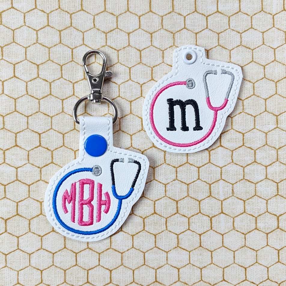 Nurse - Doctor - Stethoscope Monogram Key Fob / Snap Tab Set - March ...