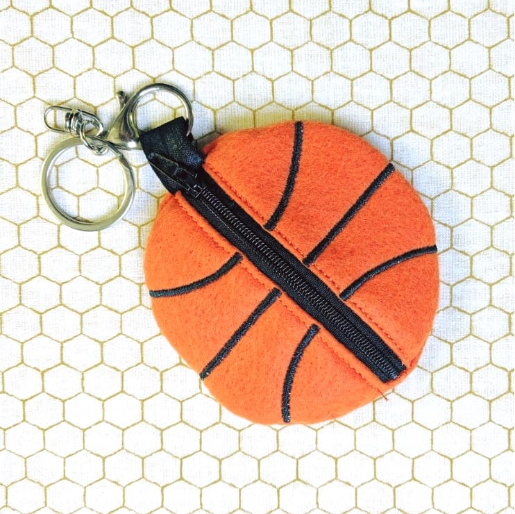Basketball - Fully Lined ITH Zipper Bag - Designs by Little Bee