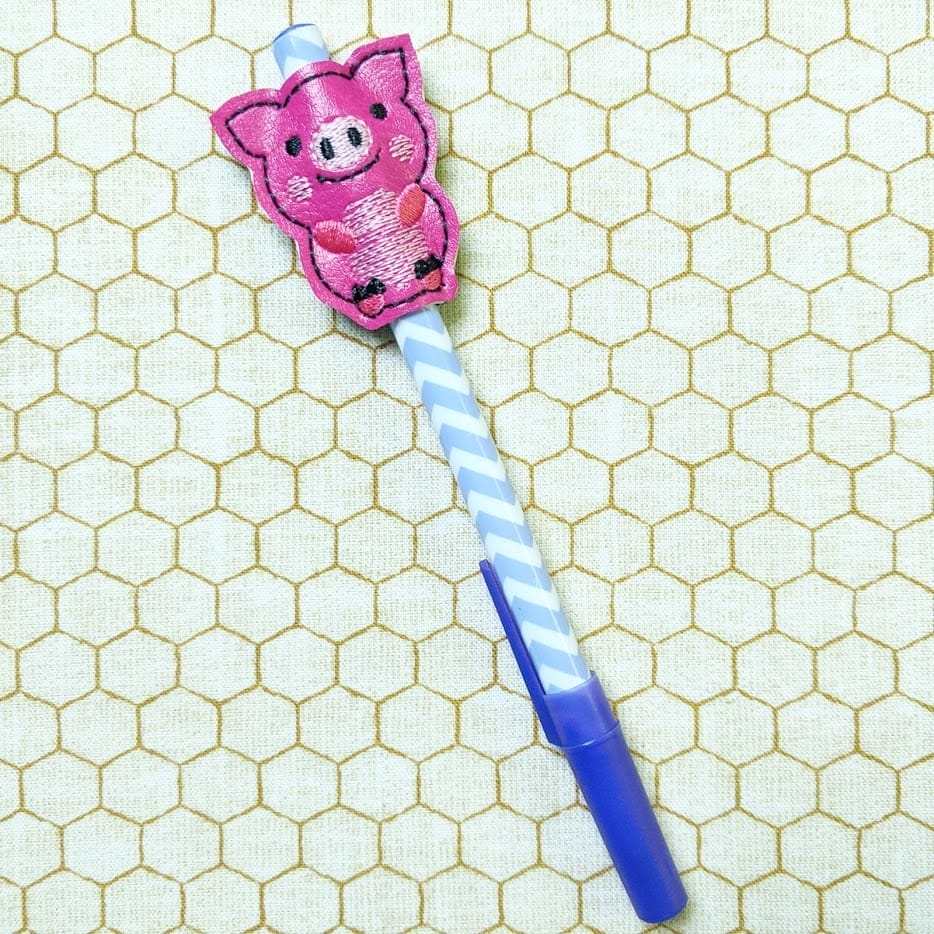 Pig Pencil/Straw Hugger - Designs by Little Bee