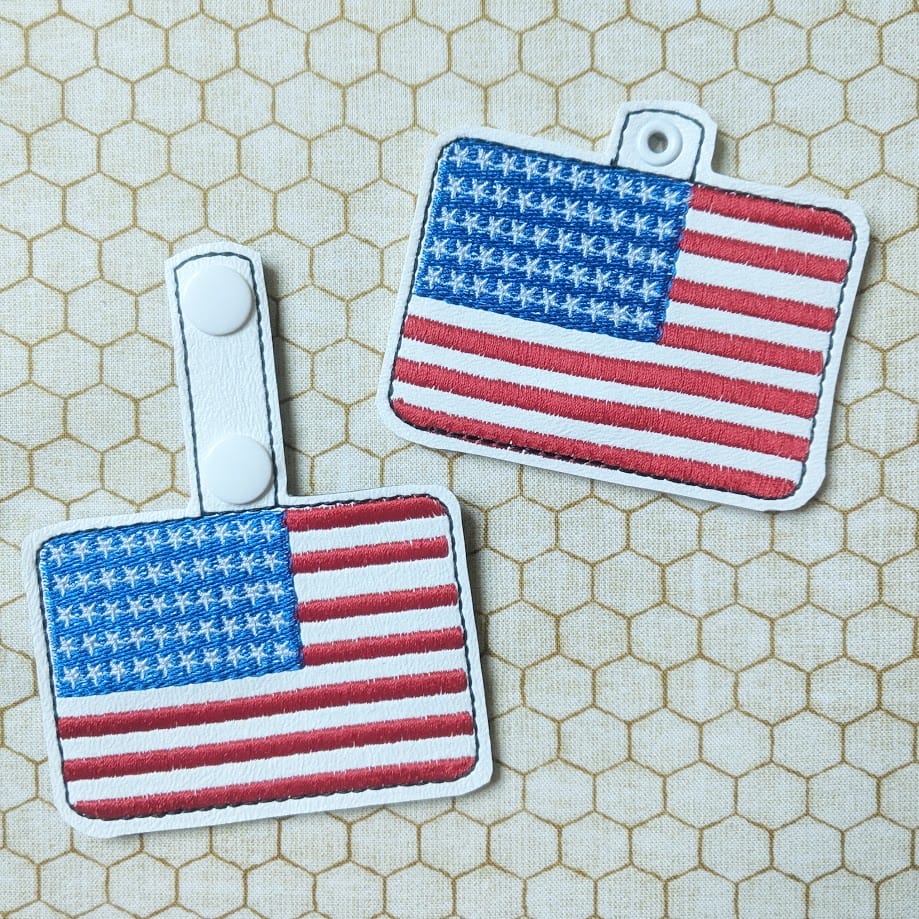 USA Flag Snap Tab & Eyelet Key Fob - Designs by Little Bee