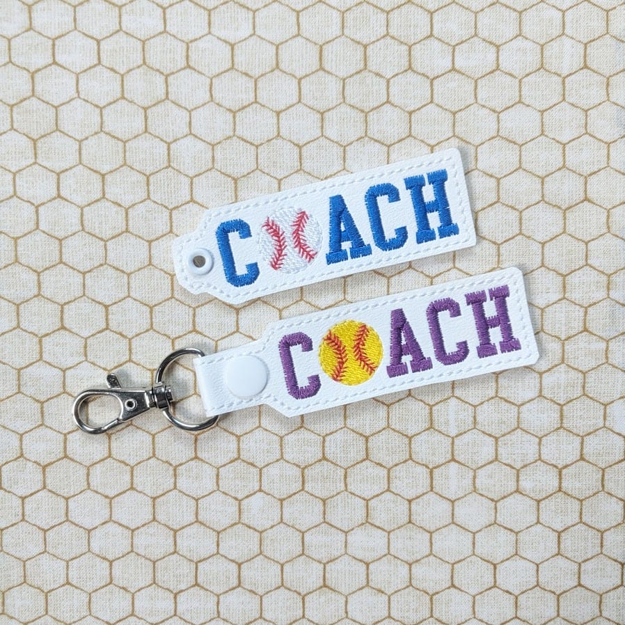 Baseball Coach Snap Tab & Eyelet Key Fob Set - Designs by Little Bee