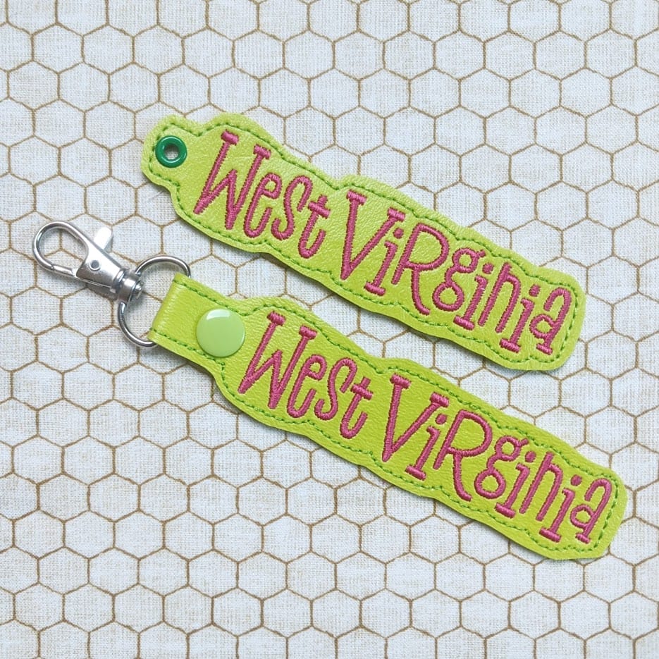 West Virginia Snap Tab & Eyelet Key Fob Set - Designs by Little Bee