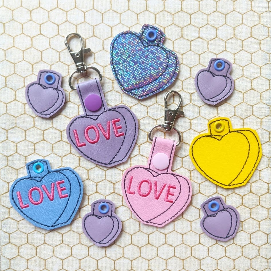 Candy Hearts Snap Tab & Eyelet Key Fob Set - January 2020 - Designs by ...