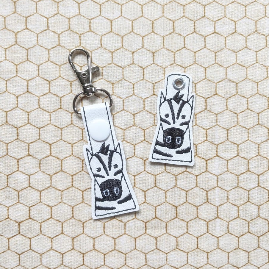 Zebra Snap Tab & Eyelet Key Fob Set - March 2020 - Designs by Little Bee