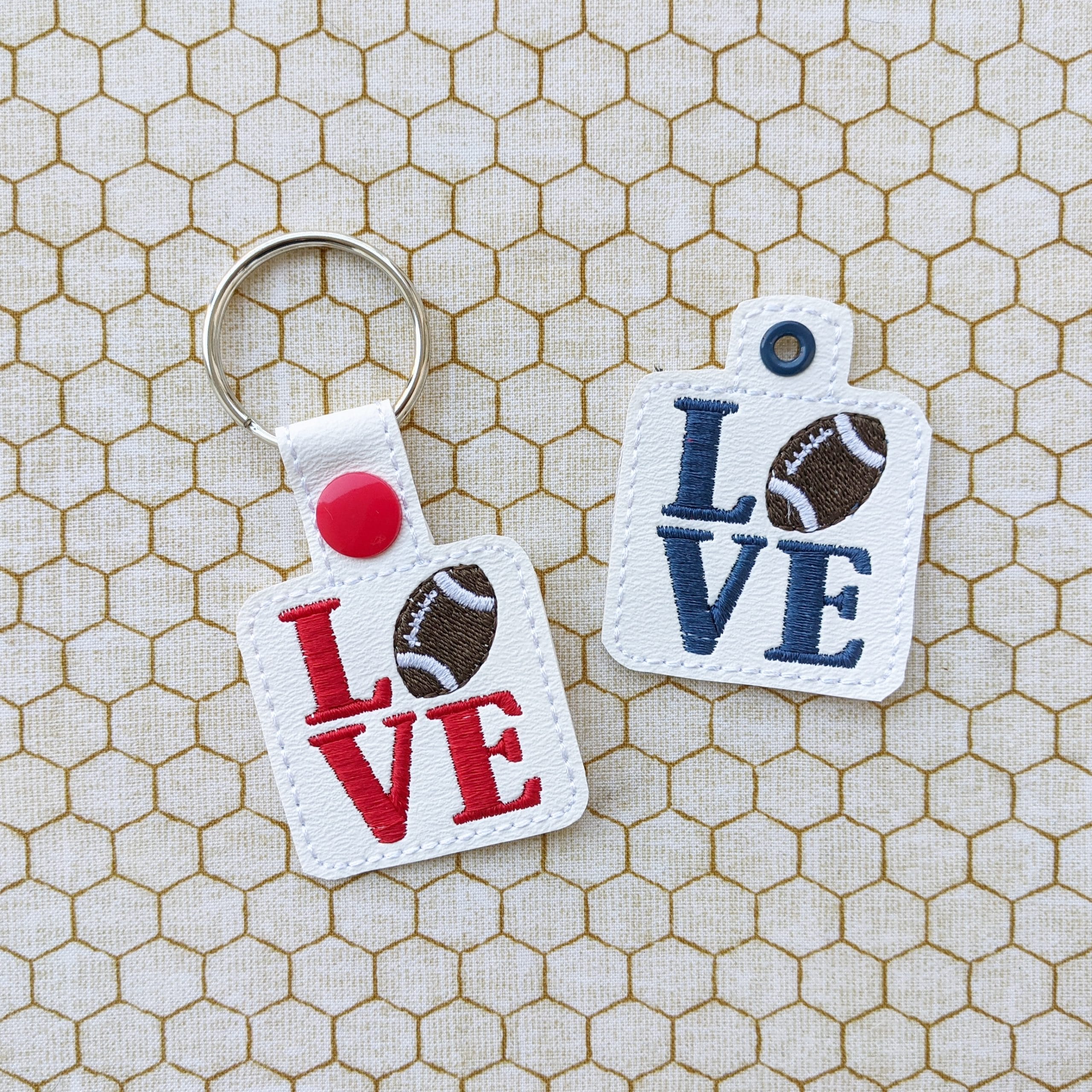 Football Love Snap Tab & Eyelet Key Fob Set - Designs by Little Bee