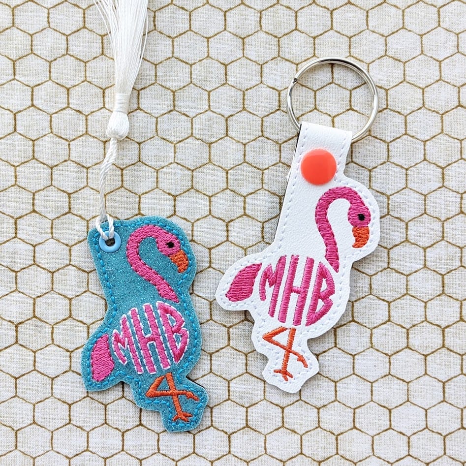 Flamingo Monogram Snap Tab & Eyelet Key Fob Set - Designs by Little Bee