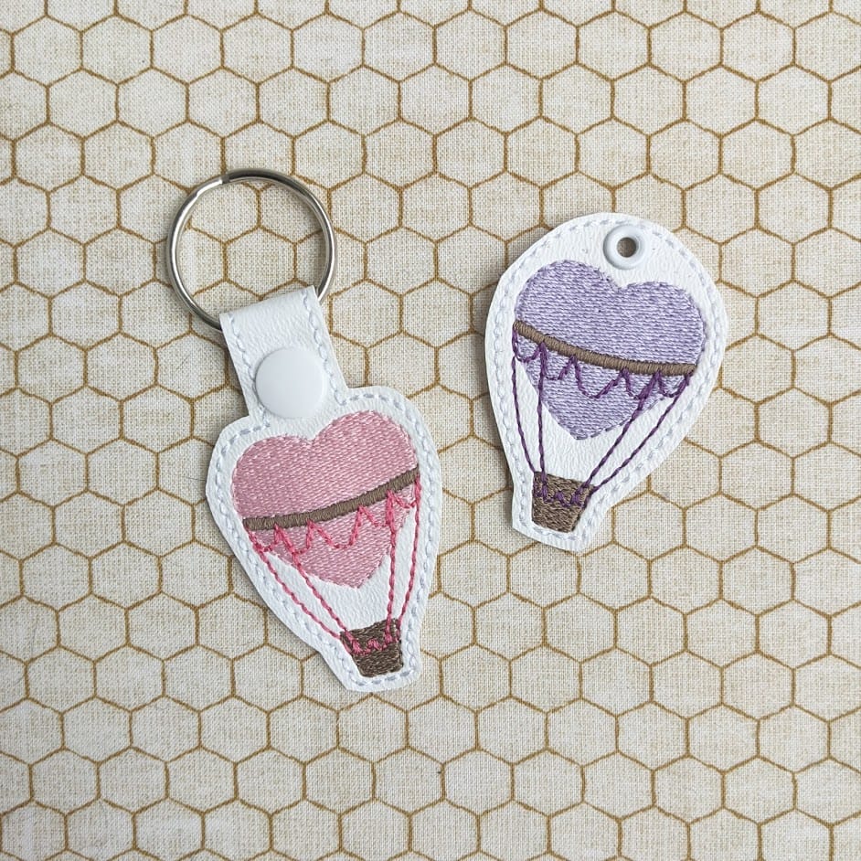 Hot Air Balloon Heart Snap Tab & Eyelet Key Fobs - Designs by Little Bee