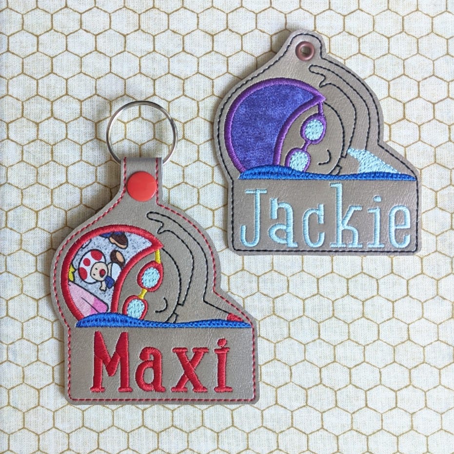 Swim Kids with Applique Swim Cap - Snap Tab and Eyelet Name Bag Tag ...