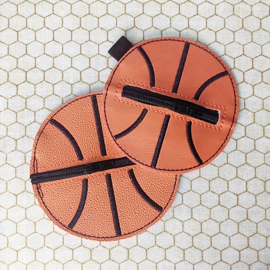 Basketball Quick-Stitch Vinyl Zipper Pouch - Designs by Little Bee