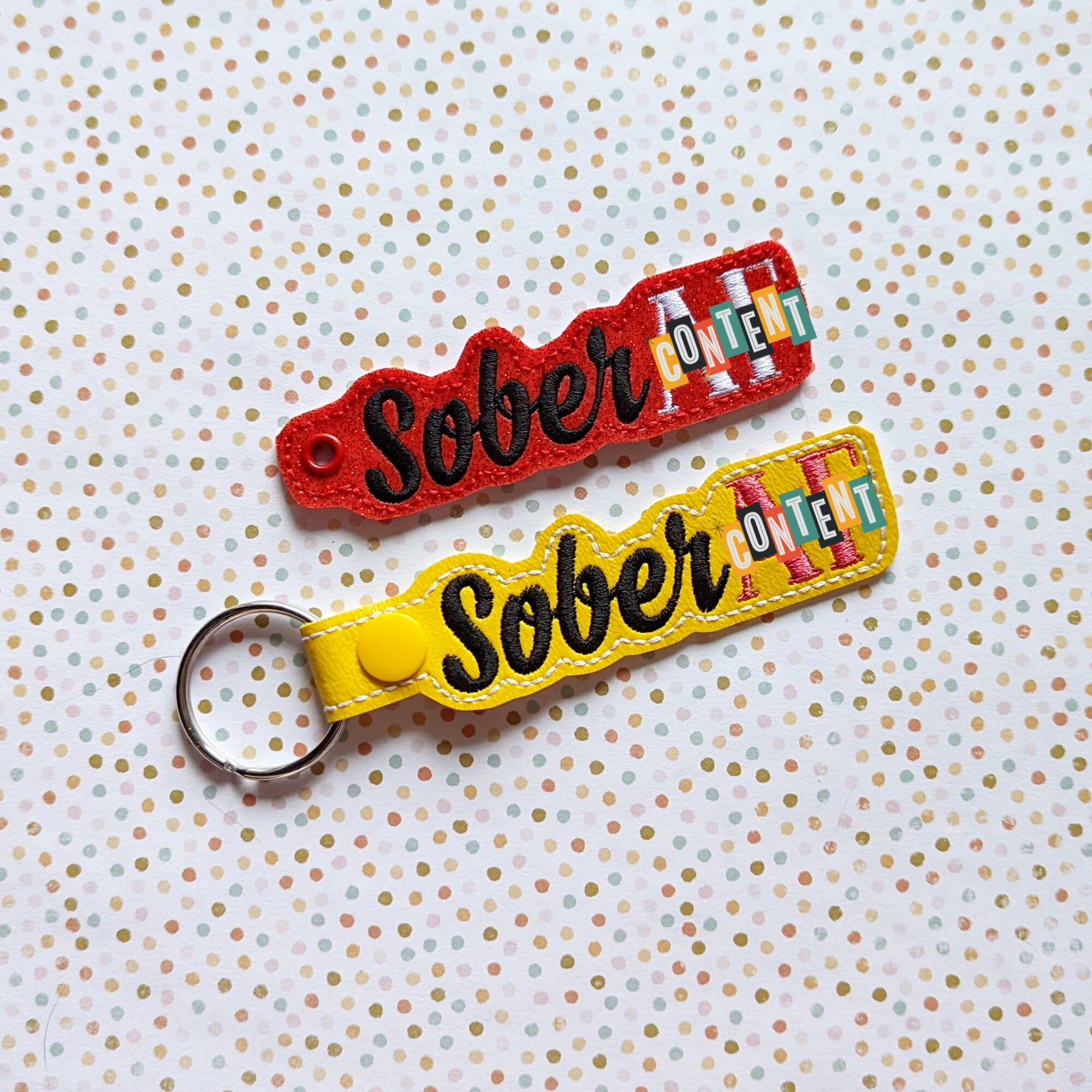 Sober AF Snap Tab & Eyelet Key Fob - Designs by Little Bee