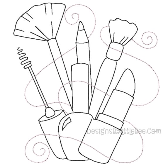 Makeup Linework Embroidery Design - Designs by Little Bee