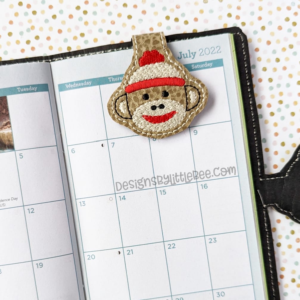 Sock Monkey Foldover Magnetic Bookmark - Designs by Little Bee