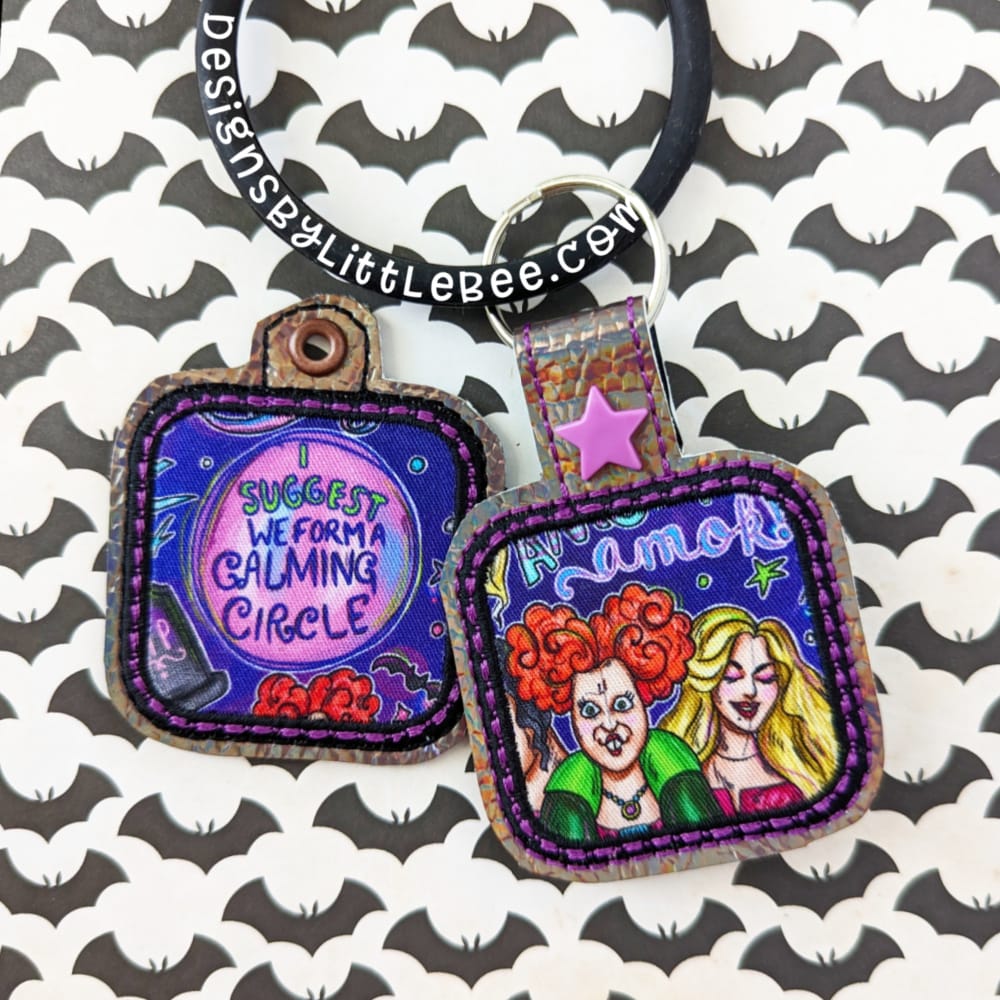 Rounded Square Applique Snap Tab & Eyelet Key Fobs - Designs by Little Bee