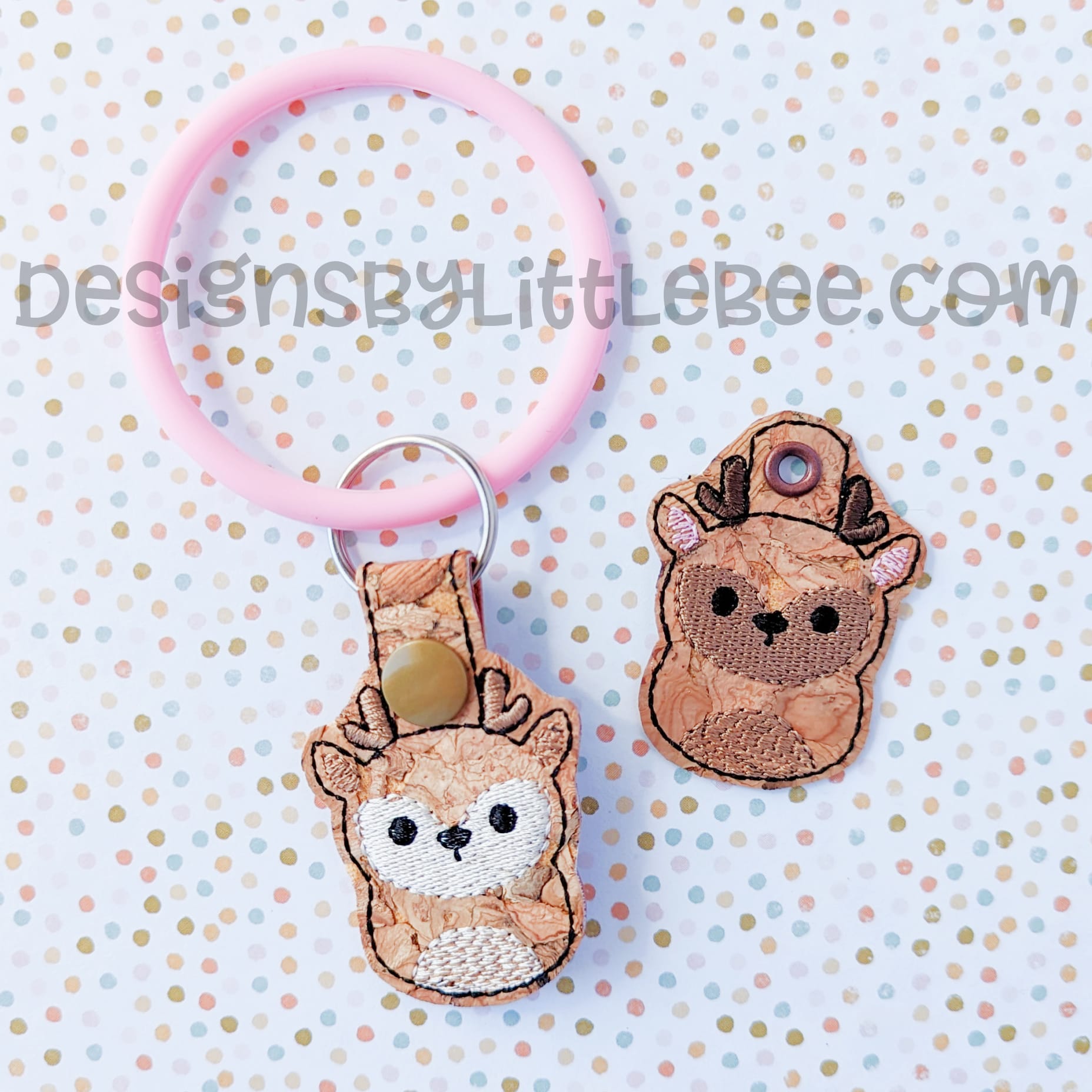 Pudgy Deer Snap Tab & Eyelet Key Fob - Designs by Little Bee