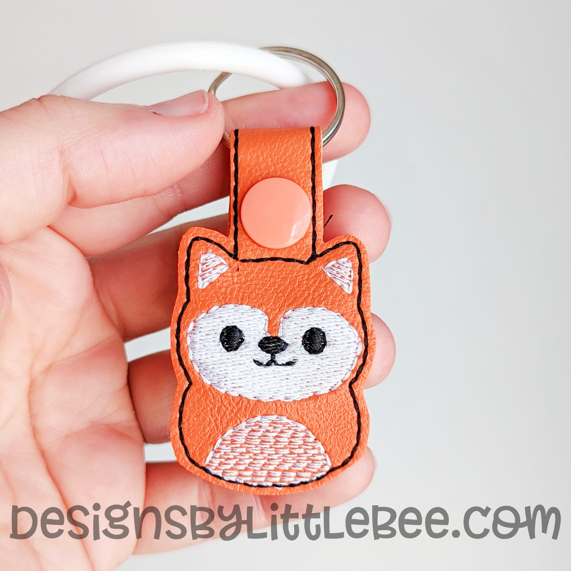 Pudgy Fox Snap Tab & Eyelet Key Fob - Designs by Little Bee