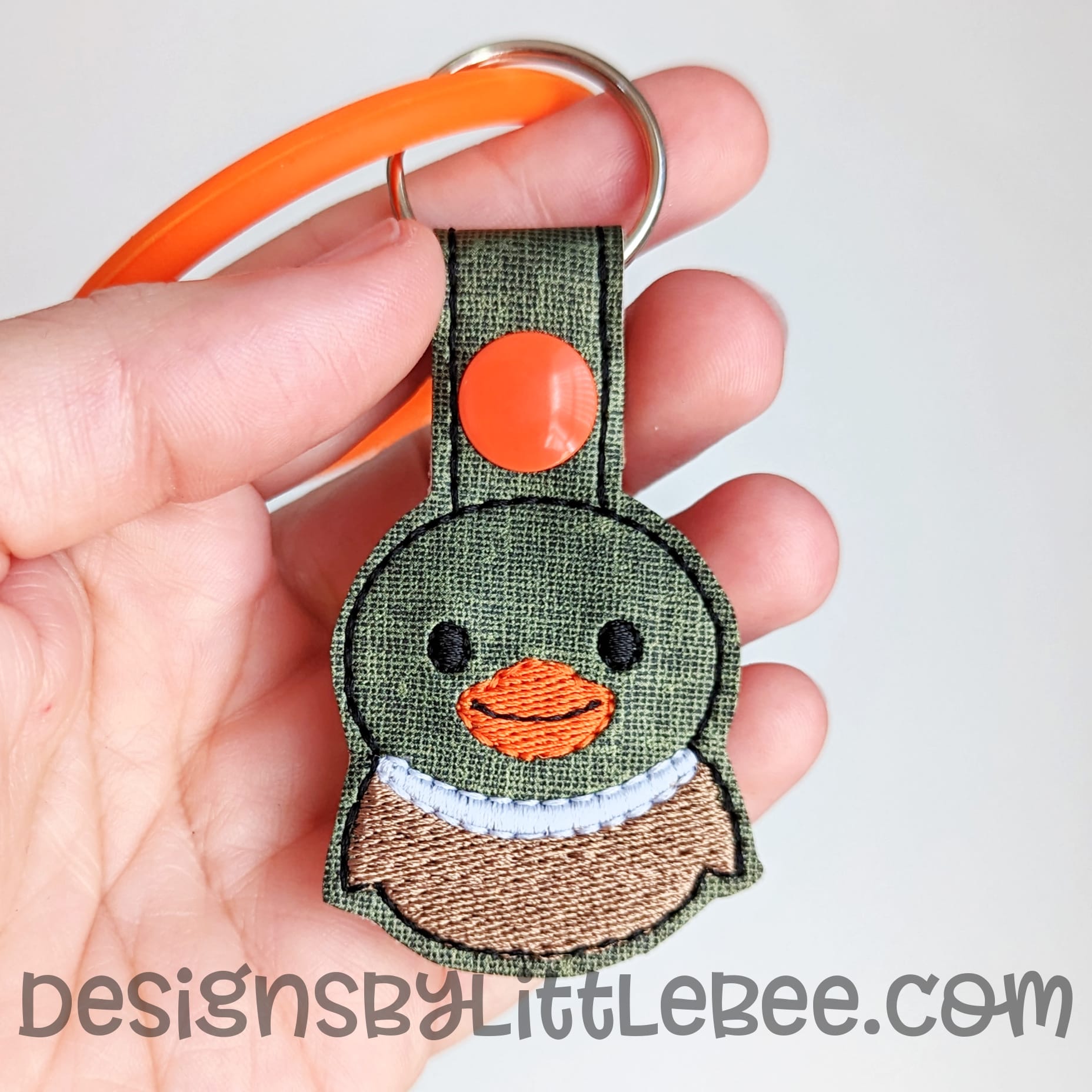 Pudgy Mallard Snap Tab & Eyelet Key Fob - Designs by Little Bee