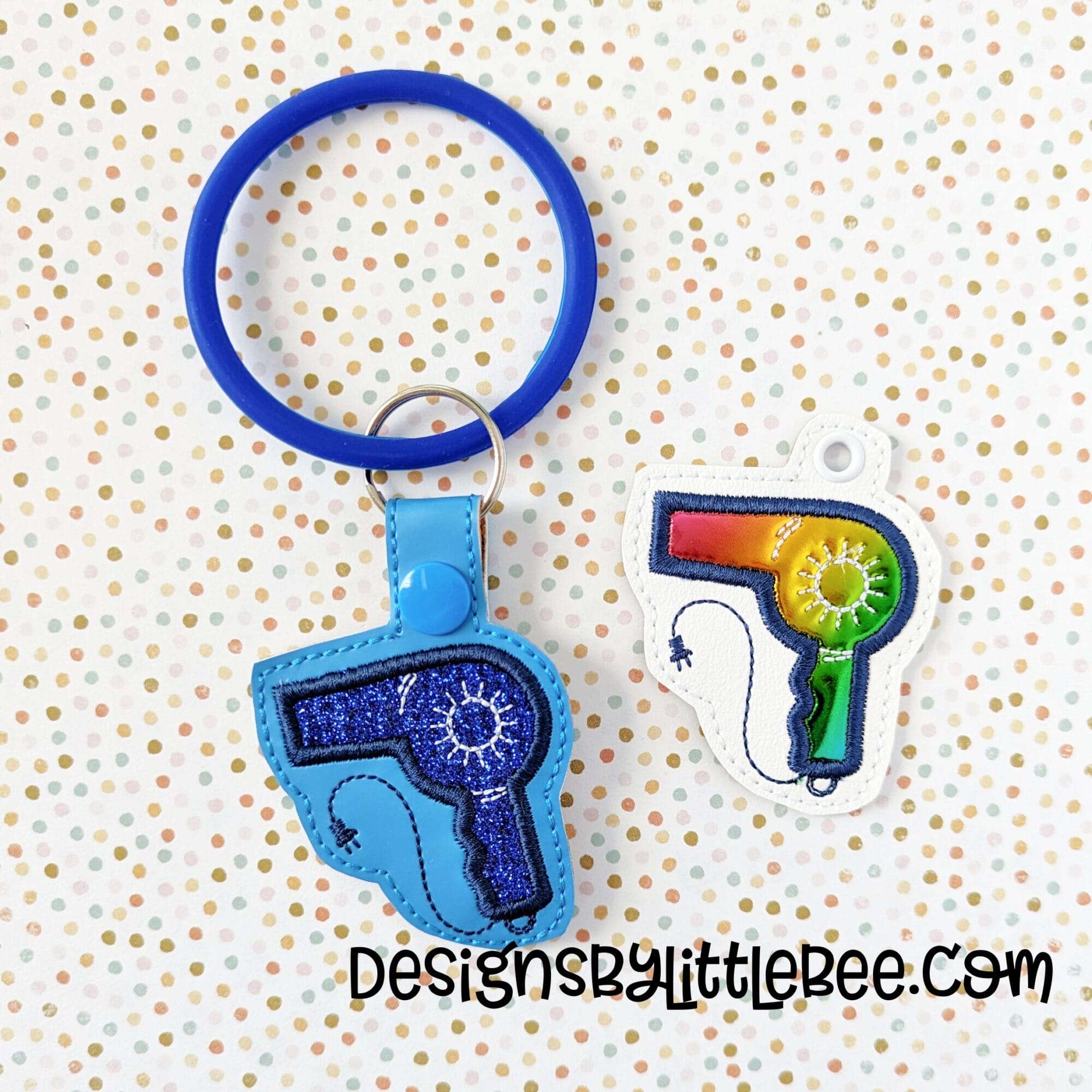 Hair Dryer Snap Tab & Eyelet Key Fob - Designs by Little Bee