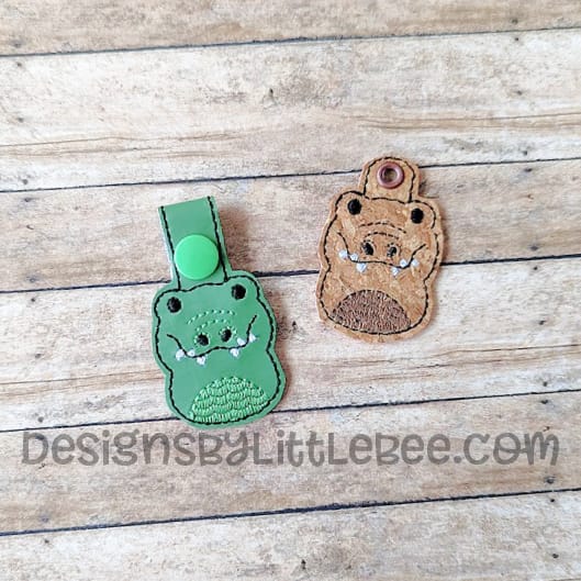 Pudgy Alligator Snap Tab & Eyelet Key Fob - Designs by Little Bee