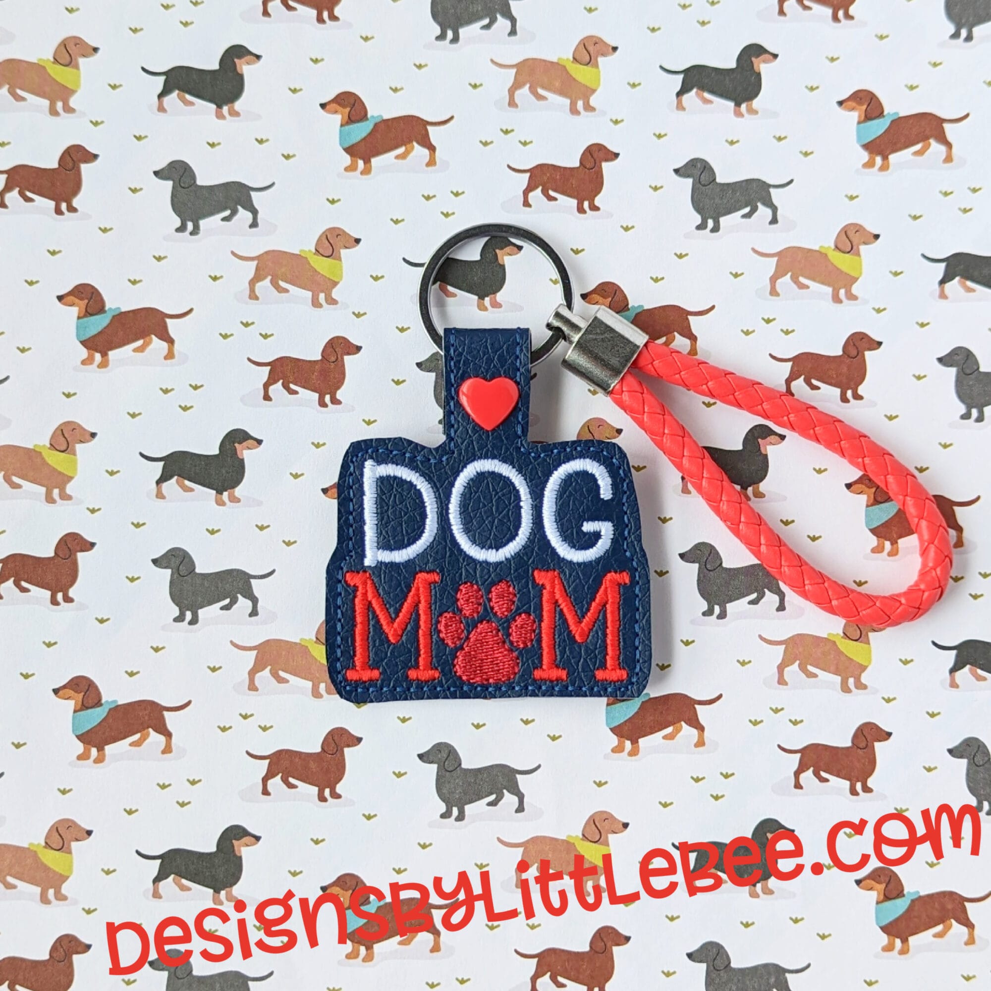 Dog Mom Snap Tab & Eyelet Key Fob - Designs by Little Bee