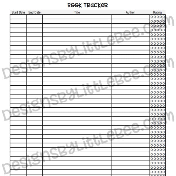 Book Tracker Printable PDF Set - Designs by Little Bee