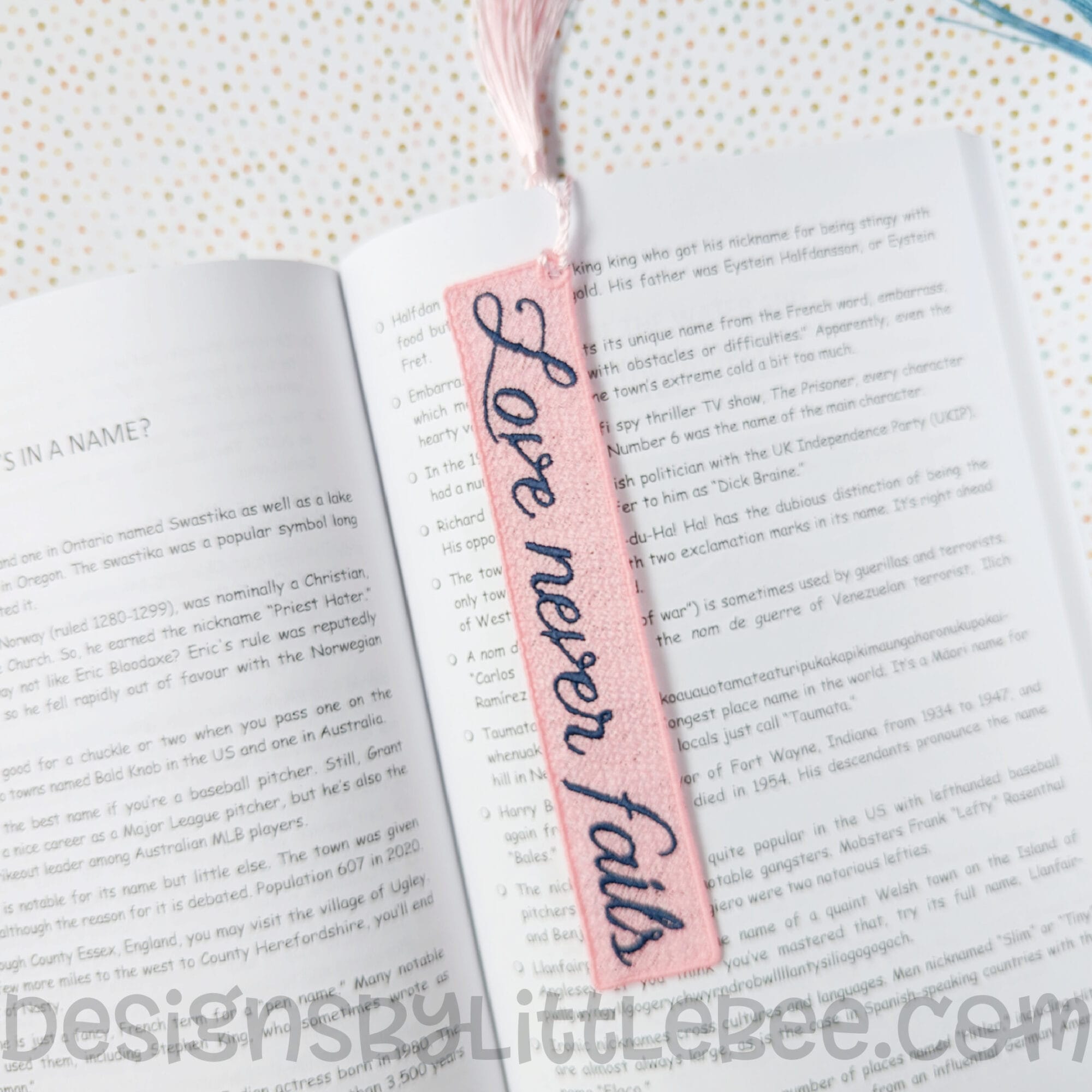Love Never Fails FSL Bookmark - Designs by Little Bee