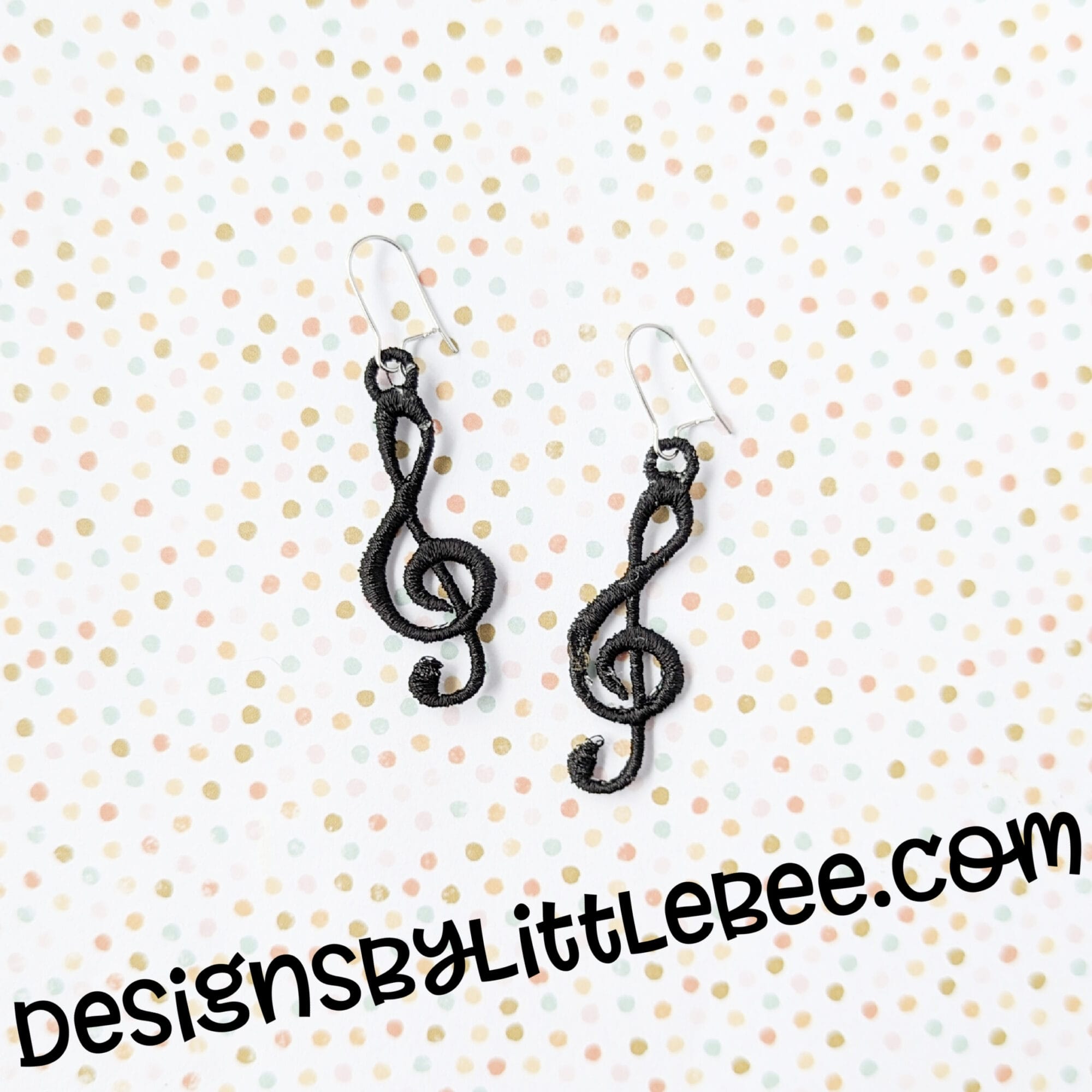Treble Clef FSL Earrings - Designs by Little Bee