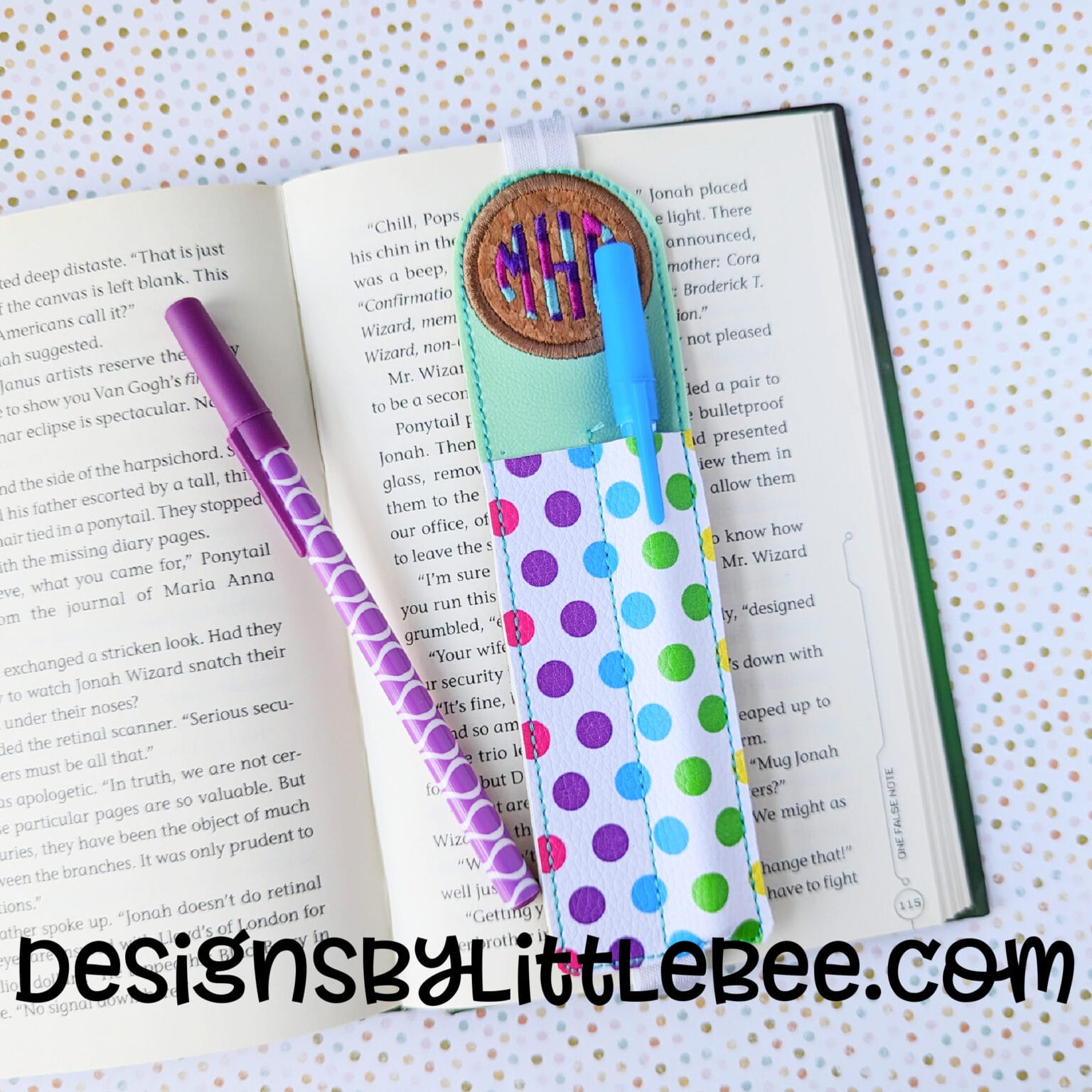 Mini Monogram Double Pen Planner Band, Bookmark, Book Band - Designs by ...