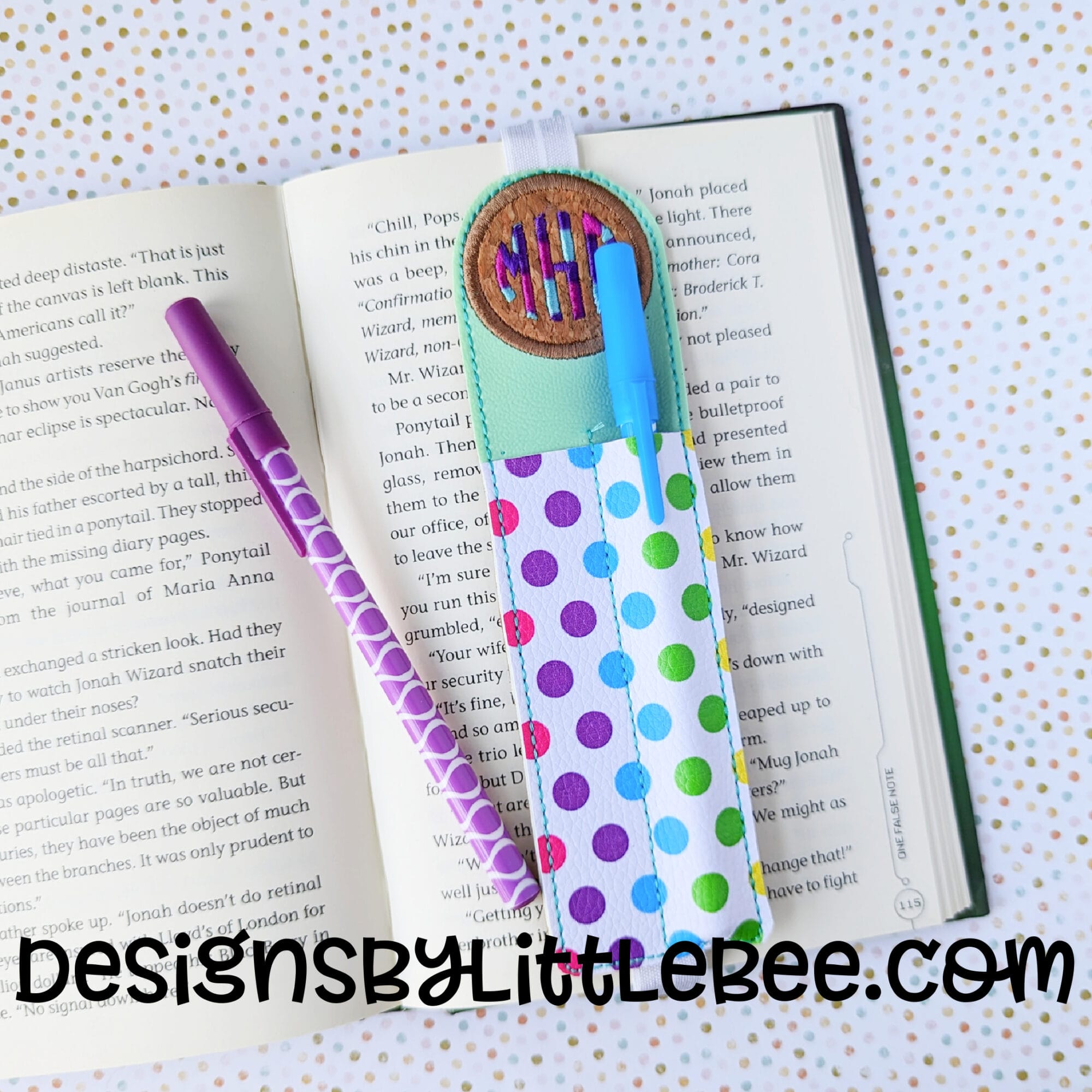 Mini Monogram Double Pen Planner Band, Bookmark, Book Band - Designs by ...