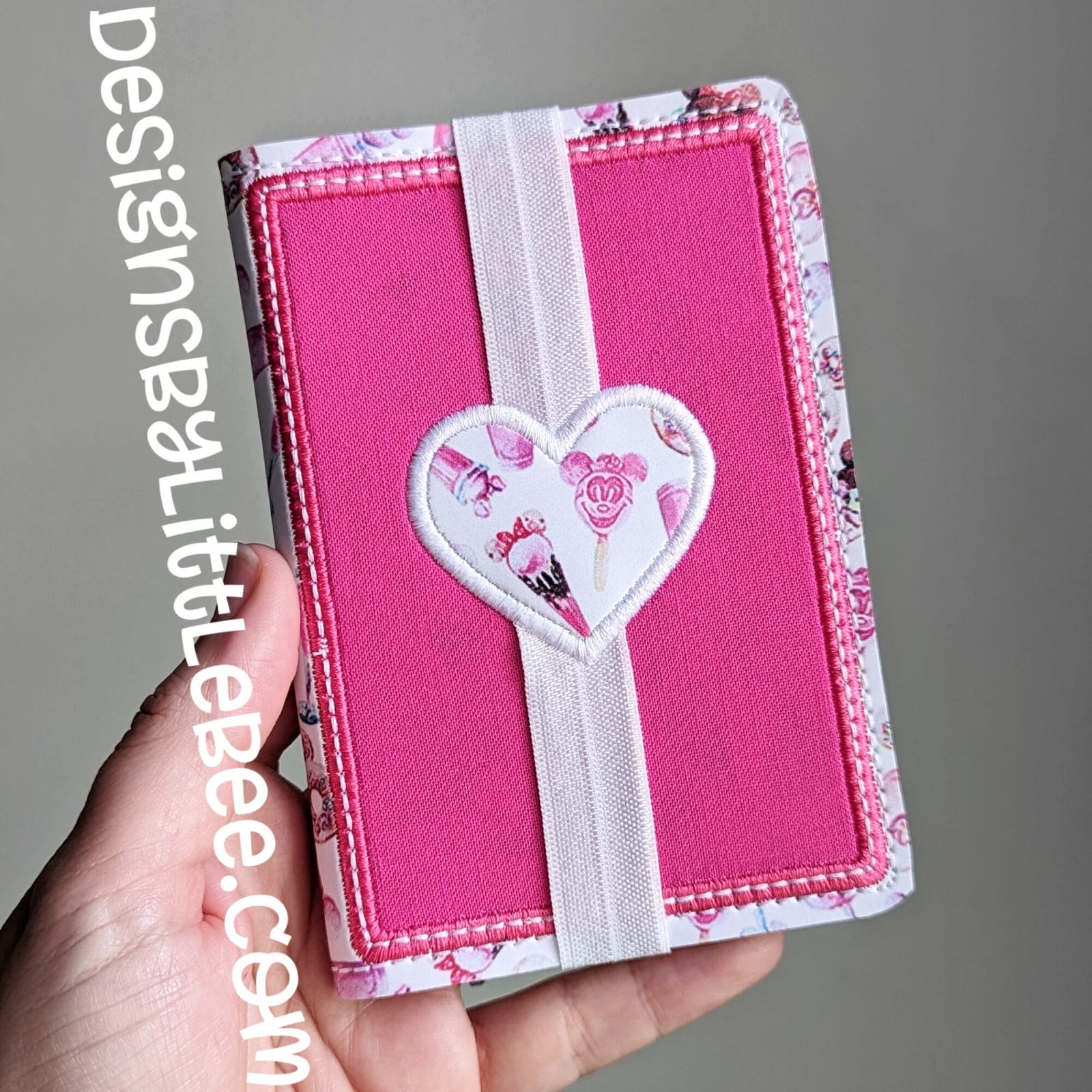 Heart Elastic Mini Composition Book Cover - Designs by Little Bee