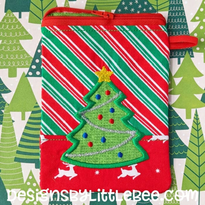 Christmas Tree Vertical Split Zipper Bag - Designs by Little Bee