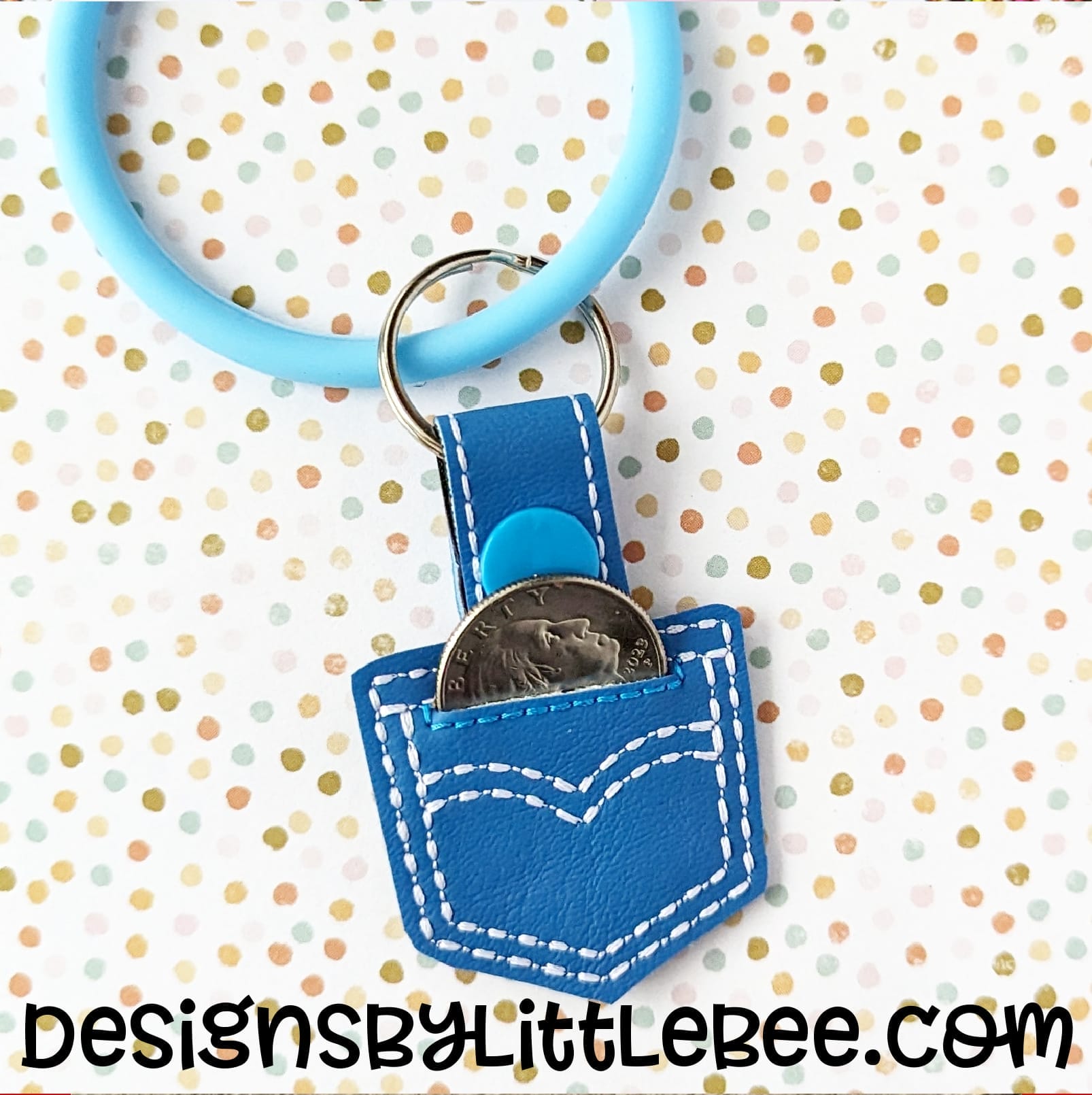 Denim Pocket Snap Tab & Eyelet Key Fob with Optional Quarter Keeper ...